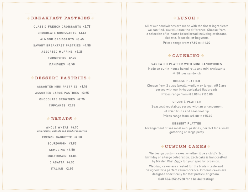 Menu - Maple Street Patisserie